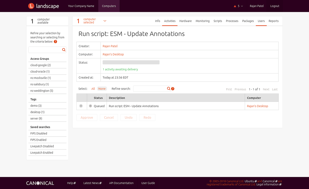 Audit UA Client ESM configurations at scale with Landscape - Tutorials - Ubuntu Community Hub