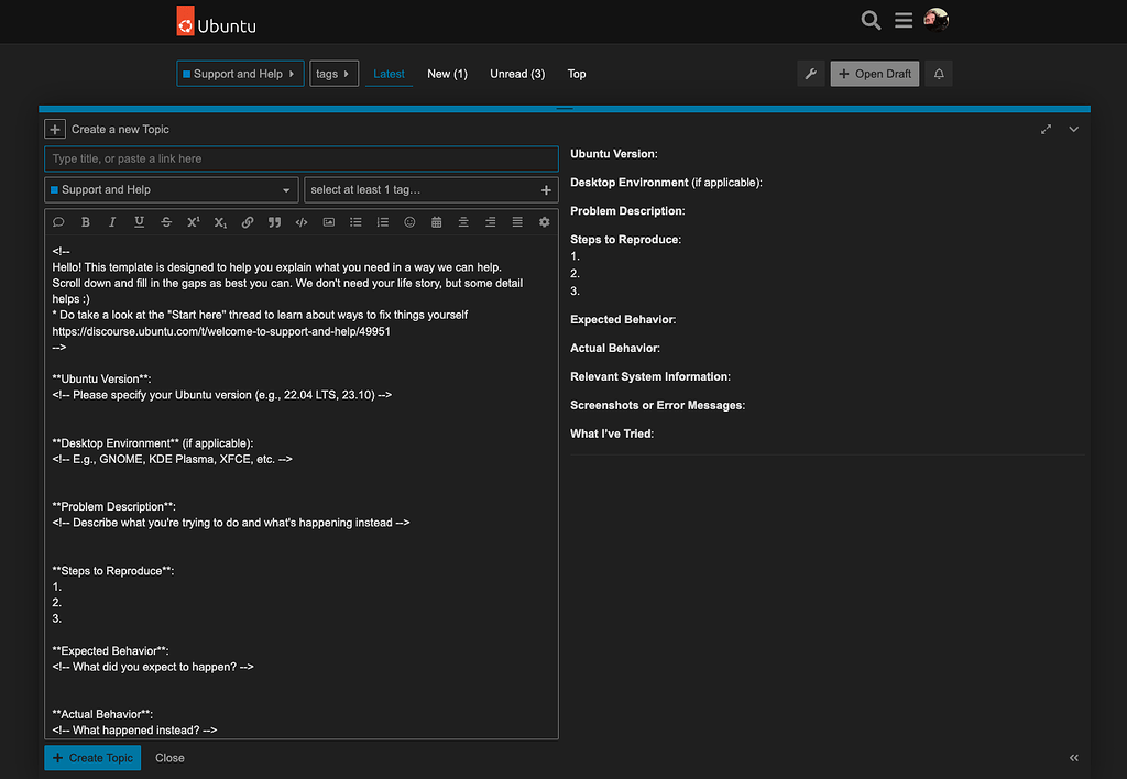 New Template in Support & Help category - Site Feedback - Ubuntu ...