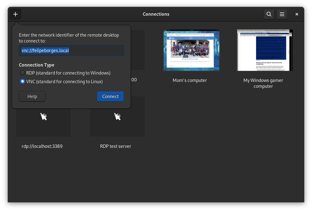 Proposal GNOME Connections As Default Remote Desktop Client Desktop 